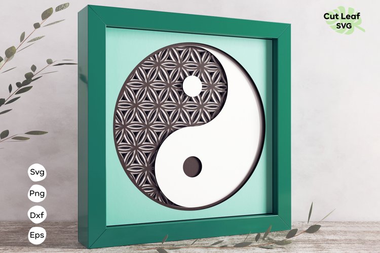 3D Yin Yang svg - Shadow box svg, Flower of Life