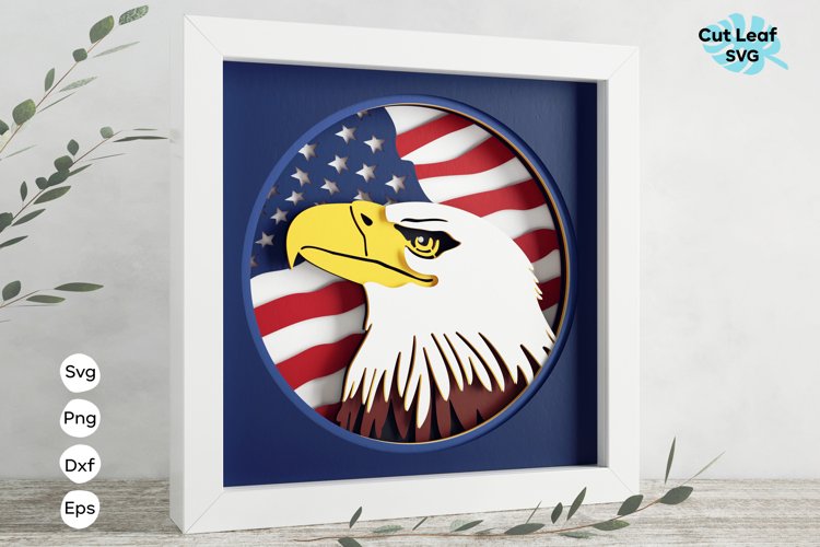 3d Eagle SVG - 4th of July Shadow box svg, Independence Day