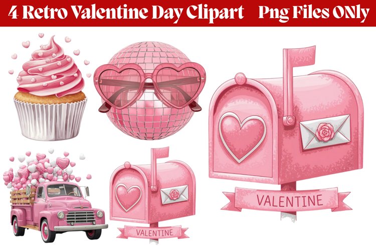 Retro Valentine Day Clipart PNG (5156760)