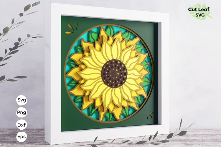 Sunflower shadowbox SVG - 3d Sunflower svg