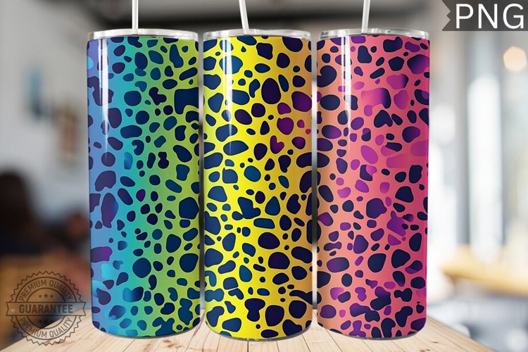 Rainbow Leopard Print Tumbler Wrap - High Quality 300 Dpi