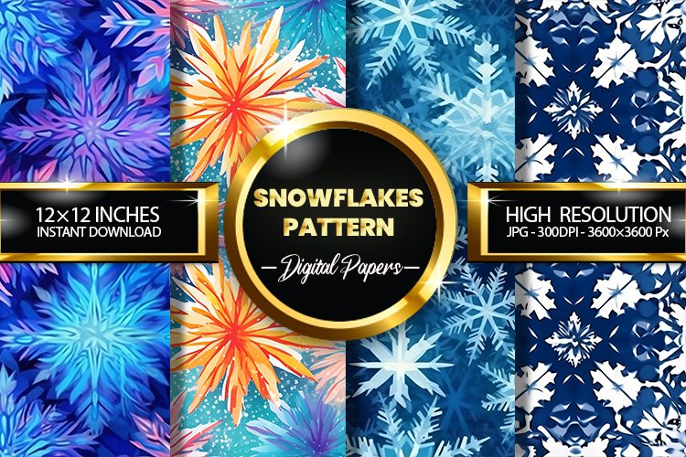 Snowflakes Pattern Digital Papers - 04 Variations (3007196)