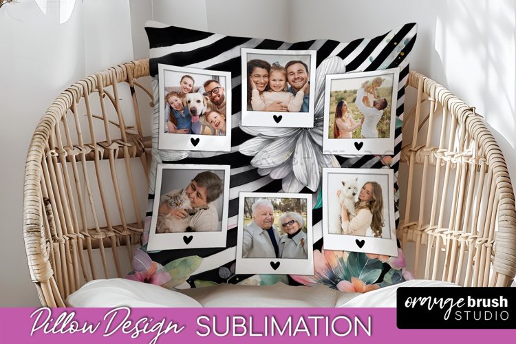 Family Photo Frame Pillow Sublimation - Floral (4215580)