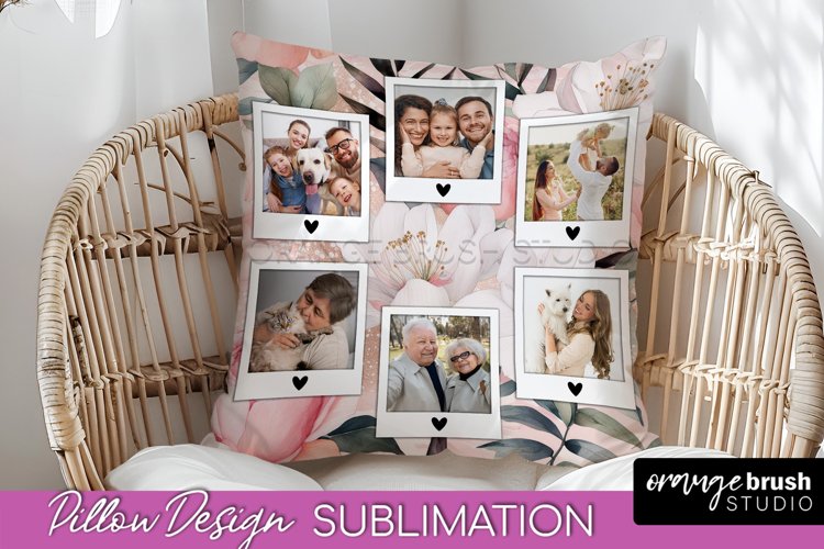Family Photo Frame Pillow Sublimation - Floral (4215611)