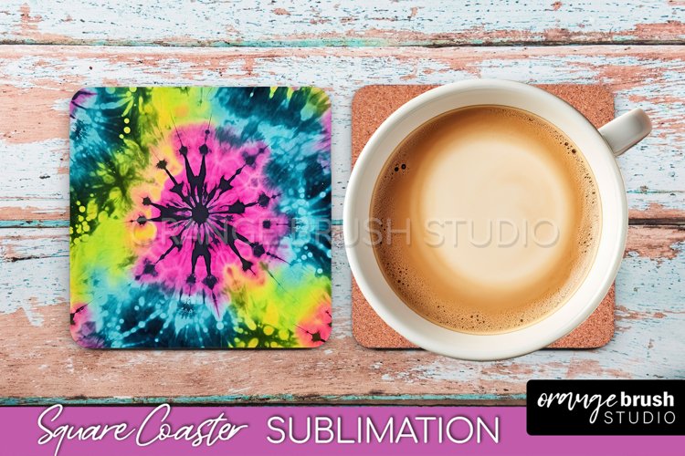 Tie Dye Square Coaster Sublimation - Neon Coaster (4337798)