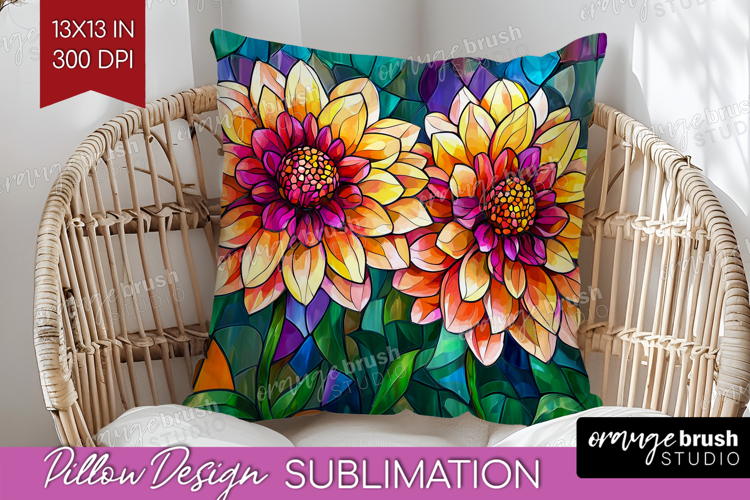 Stained Glass Pillow Sublimation - Flowers Pillow (5378937)