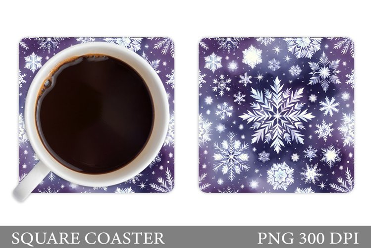 Snowflakes Coaster Design. Watercolor Snowflakes (4706516)