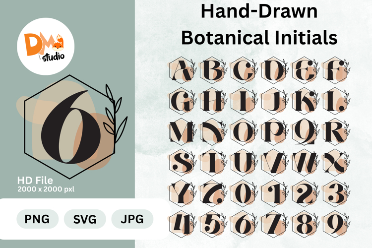 Hand-Drawn Botanical Initials Monogram