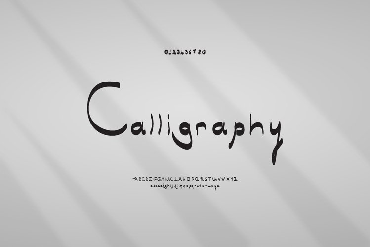 Script font hand drawn alphabet, brush painted