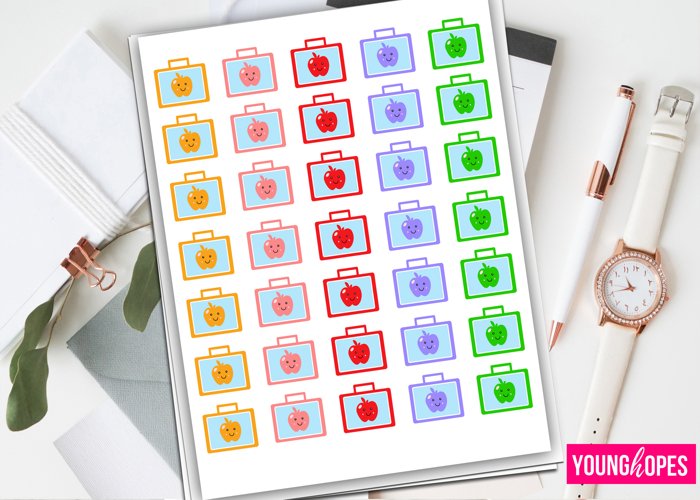 School Lunch Box Planner Stickers-School Bag Planner Sticker (63078 ...