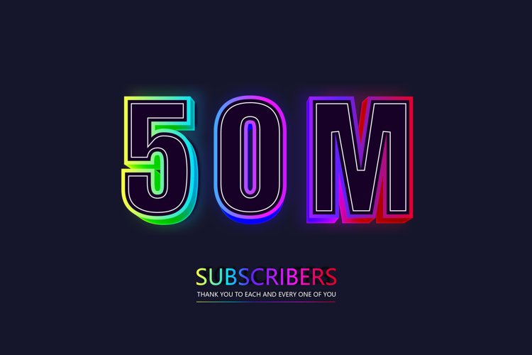 50M subscribers celebration template Neon Sign Text Effect