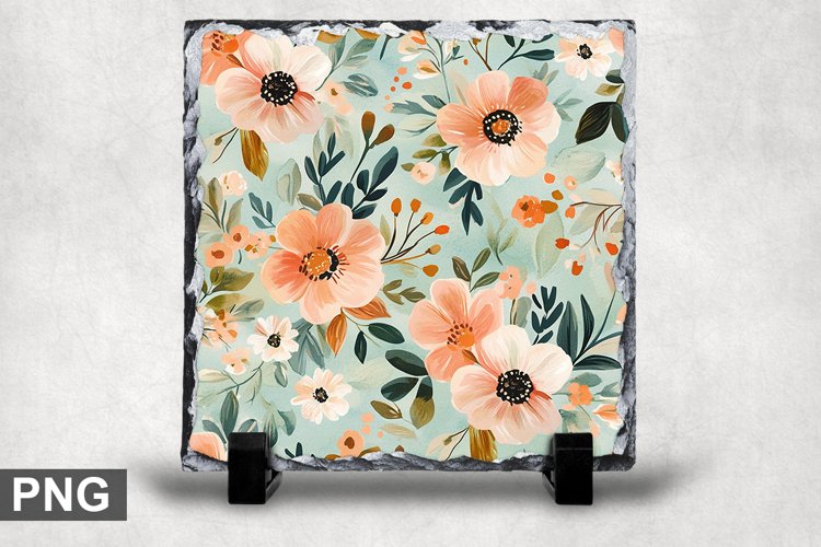 Pastel Flowers Square Sublimation Slate Design