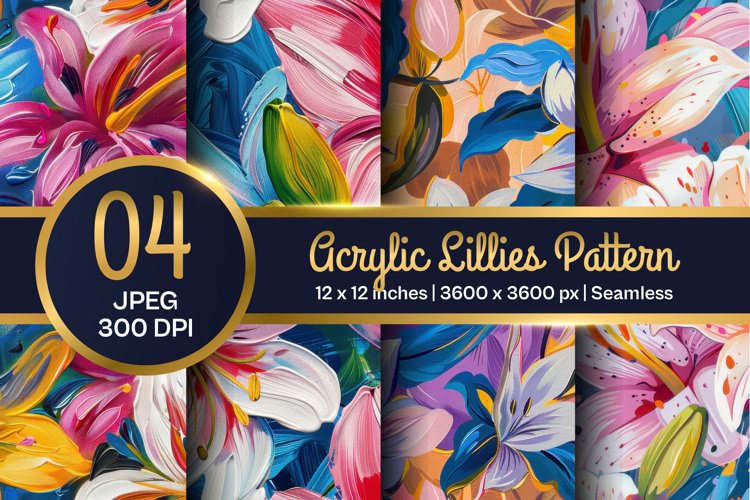 Acrylic floral pattern, Lillies floral pattern