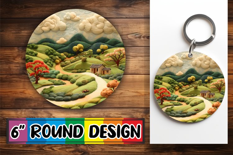 Spring Landscape 3D Circle Kaychain Sublimation (3681186)