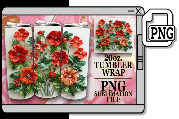 Blossoming Vibrant Spring Petal 3D 20oz Tumbler Wrap