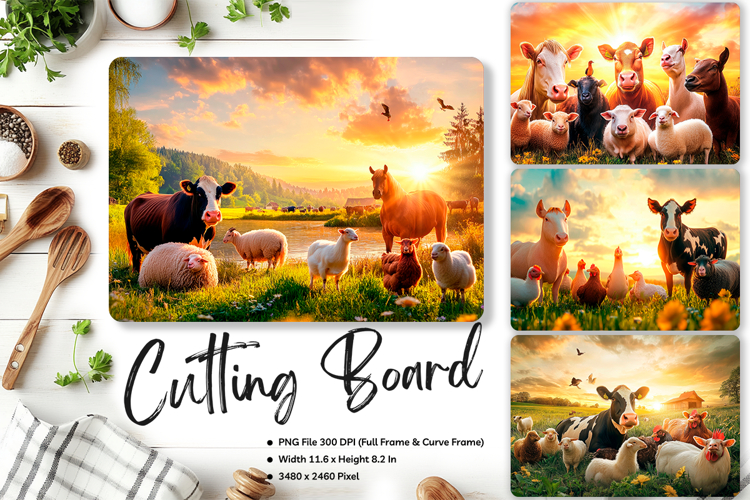 Farm Animal Cutting Board Farmhouse Chopping (5390089)