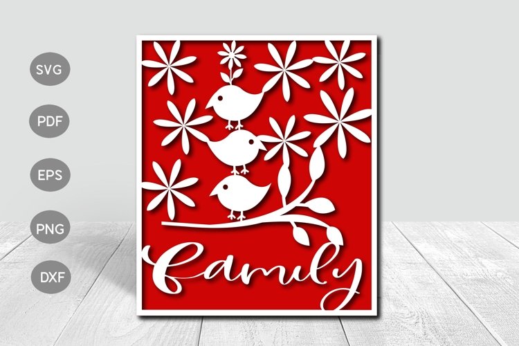 Family Papercut Card Cover Template SVG Design