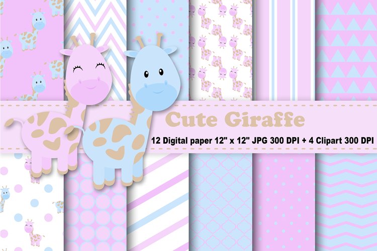 giraffe digital paper, safari animals digital paper.