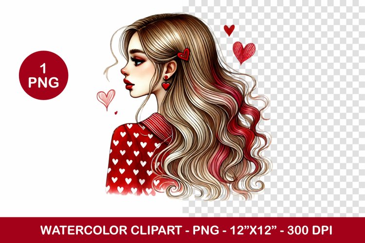 valentine png watercolor clipart - girl (5178547)