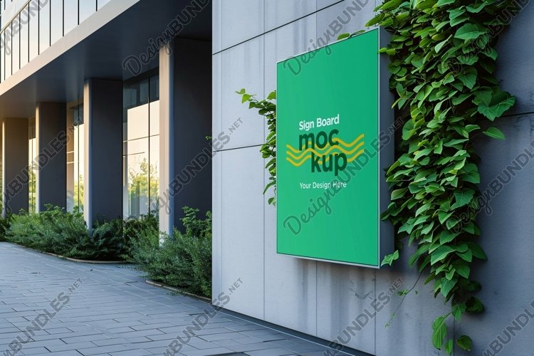 Sign Board Mockup on Building Wall (3344695)