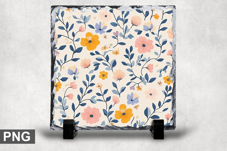 Pastel Flowers Square Sublimation Slate Design