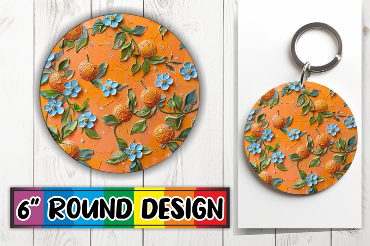 Blooming Flowers Round Keychain Design (4190435)
