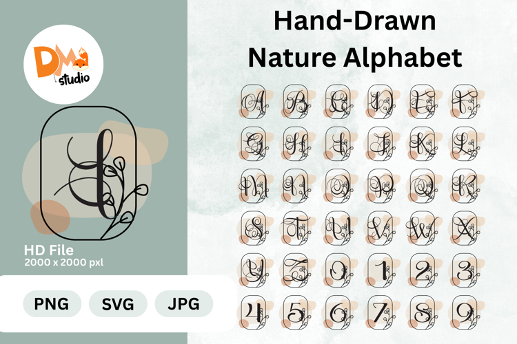 Hand-Drawn Nature Alphabet Monogram