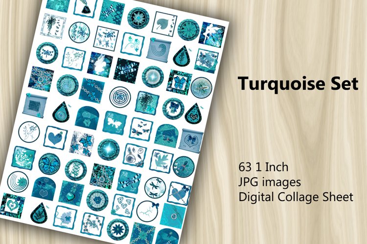 Digital Collage Sheet - Turquoise Set