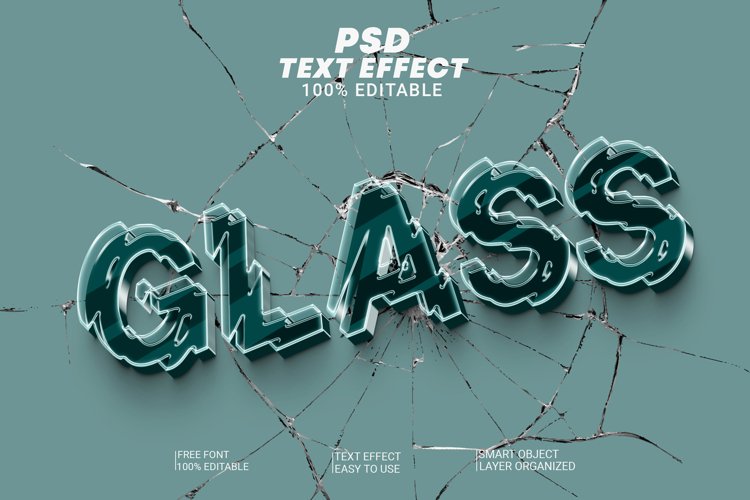 Glass PSD text effect style editable