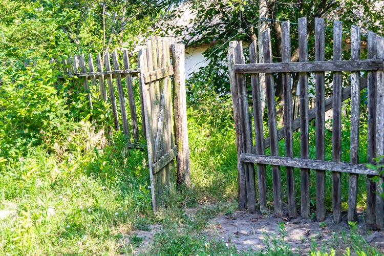 Old gate from abandoned house in village natural background
