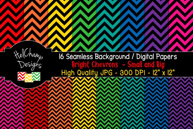 16 seamless Digital Papers - Bright Chevrons - HC036 (490893 ...