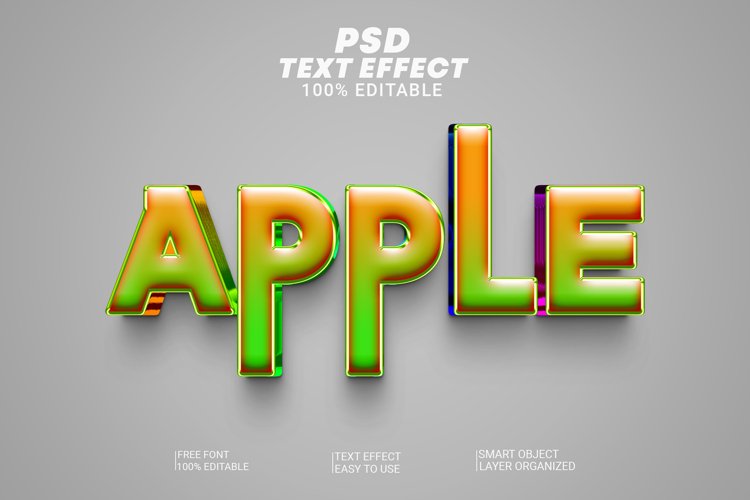 Apple 3d PSD text effect