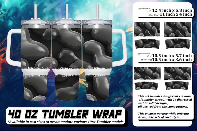 Colorful 3D Puff Pattern Tumbler Wrap Sublimation 40oz