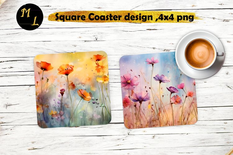 Flowers Coaster design,Spring flower Square Coaster png