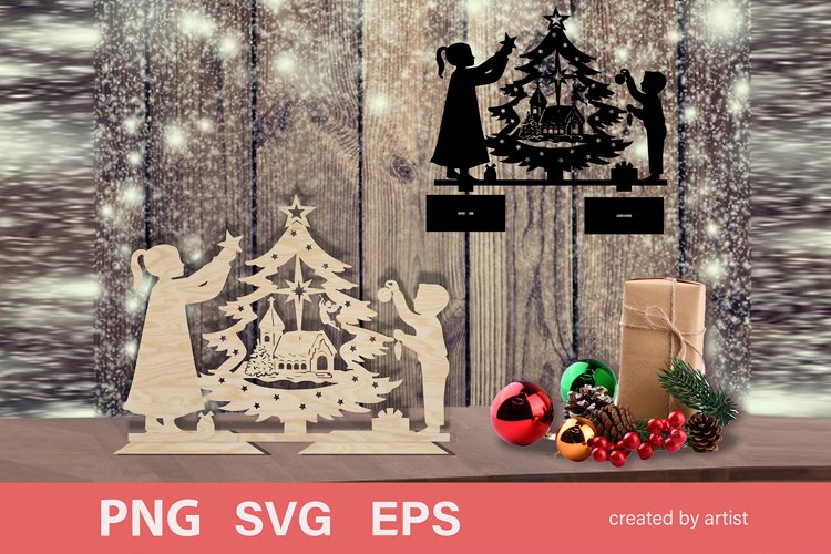 children and Christmas tree svg, Christmas tree, children
