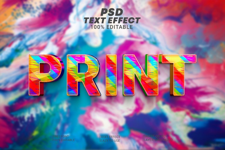Color Print 3D Text Style Effect