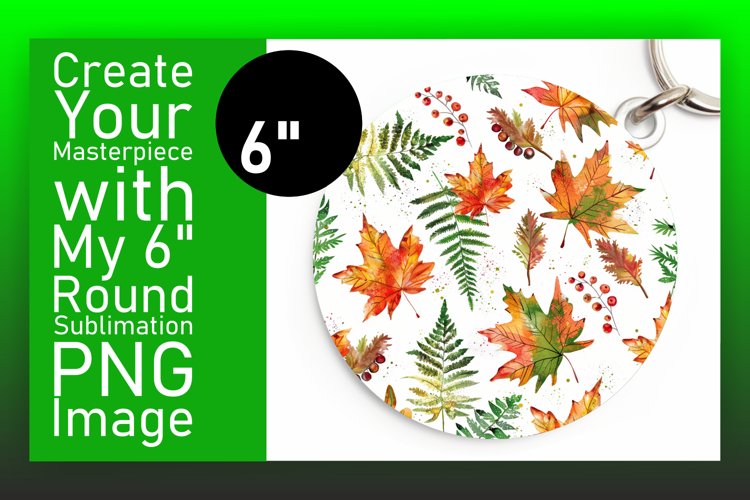 Warm Fall Foliage Round Design for Sublimation Keychain
