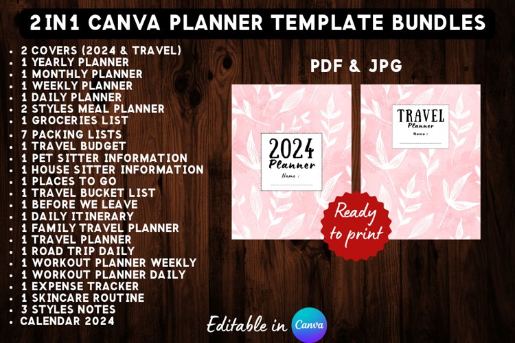 Canva and travel planner template bundles