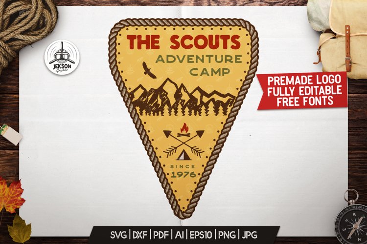 Scout Camp Logo, Vintage Adventure Badge Patch SVG Sticker (256371 ...