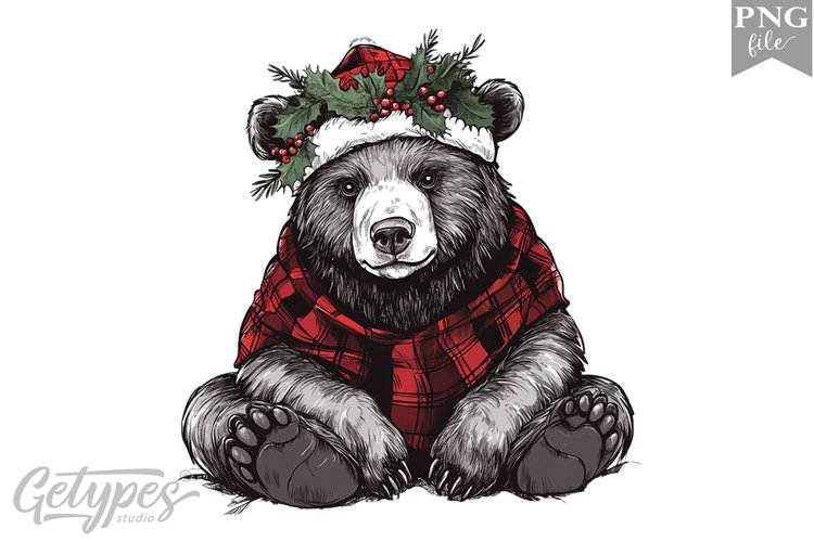 Christmas Bear Clipart - High Quality 300 Dpi