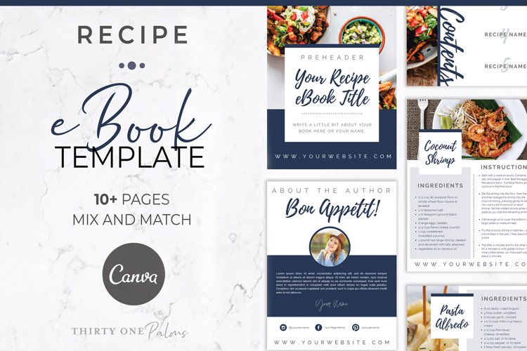 Recipe EBook Canva Template Cookbook Template