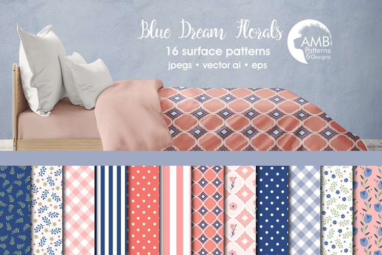 Blue Dream Florals patterns, Nay and Pink papers AMB-1288