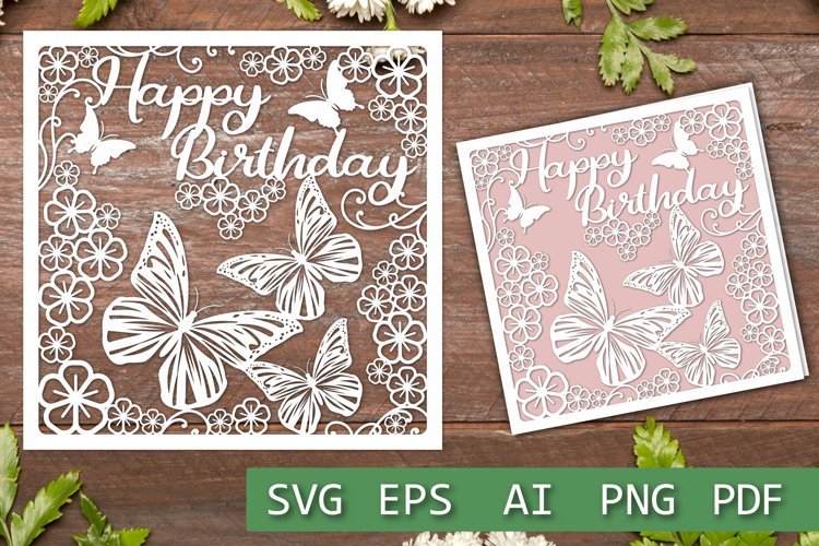 Happy Birthday SVG card | files for Silhouette and Cricut (1366335 ...