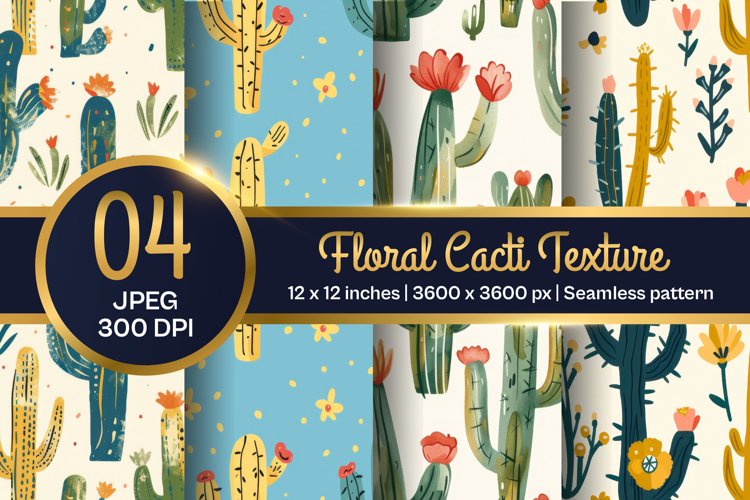 Cacti Digital paper, Floral cacti pattern (4641971)
