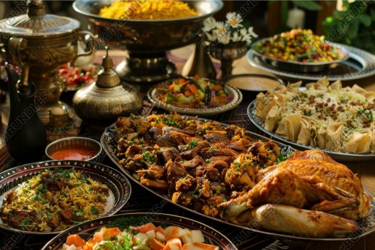 Traditional middle eastern feast spread (4284656)