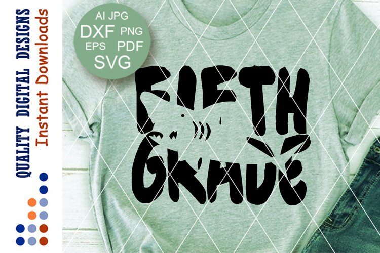 Shark shirt design Back to school decor 5th Grade 1st day