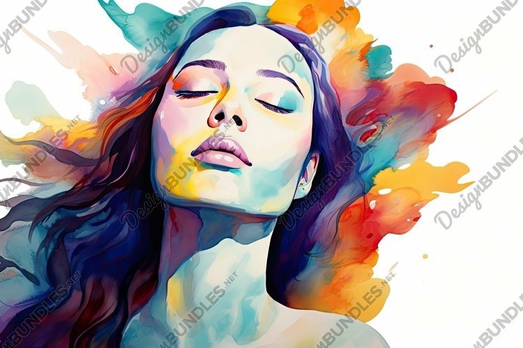 Watercolor Female Portrait Background Wallpaper