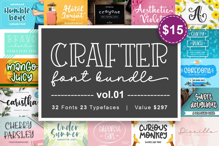 Crafter Font Bundle Vol. 1 (1048246) | Handwritten | Font Bundles