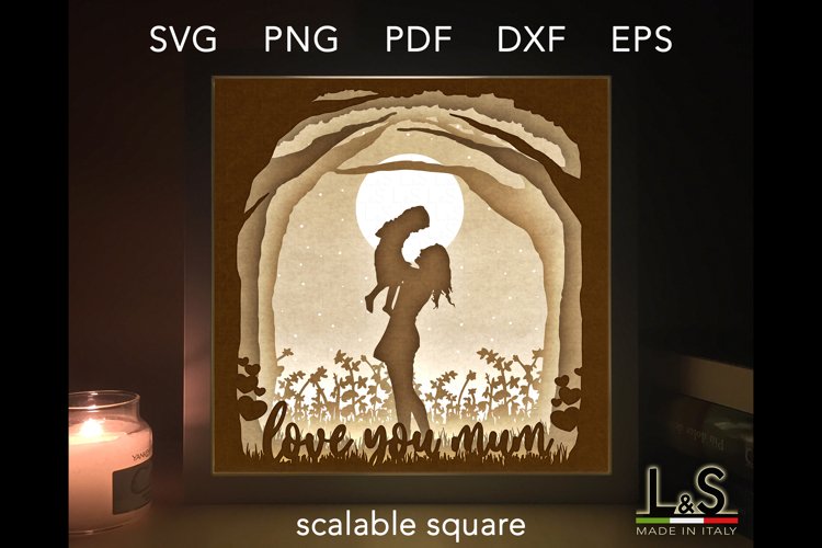 Layered Mum and Daughter Light Box, 3D Shadow Box Template (1329674 ...