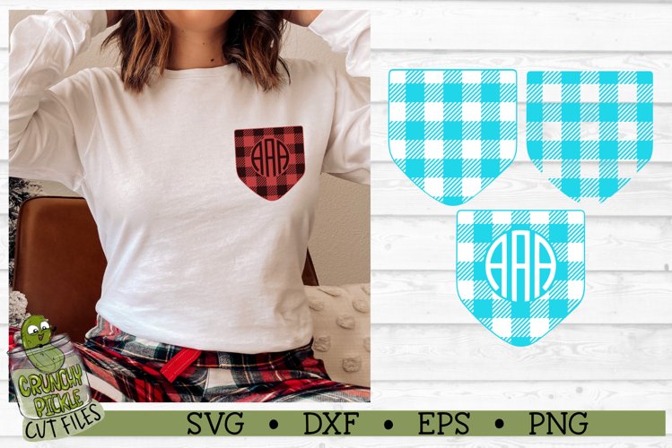 Pickle Pockets - Monogram Pocket Plaid SVG Cut File (223445 ...